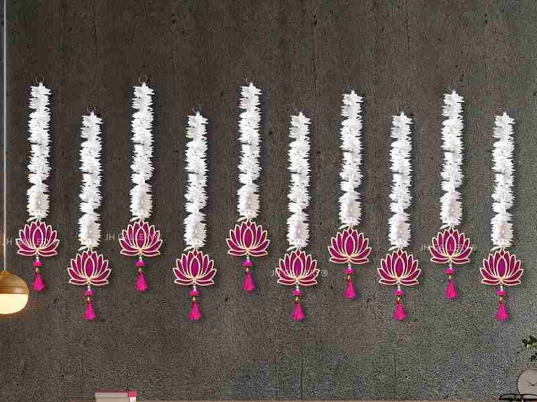 Lotus Jasmine Garland, Indian Wedding Décor Garlands, Haldi, Mehandi ...