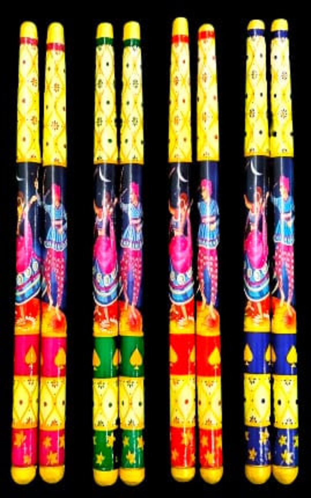 100 Pair PVC Printed Dandiya Sticks Decorated Dandiya Sticks for ...