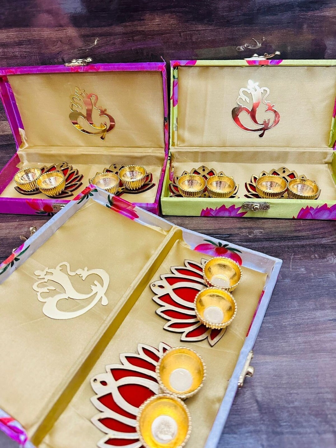 Diwali Gift Box Lotus Box 2 Lotus Platter, Home Décor Diwali Gift ...