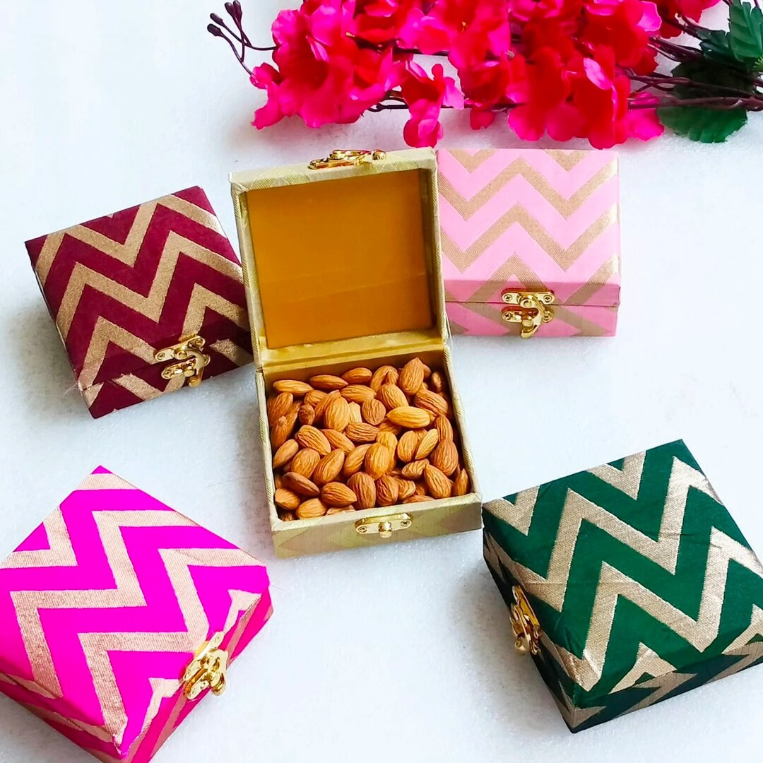 Silk Brocade Gift Box-cash-jewelry-mithai Box-nikah Favor Mehendi Favor ...