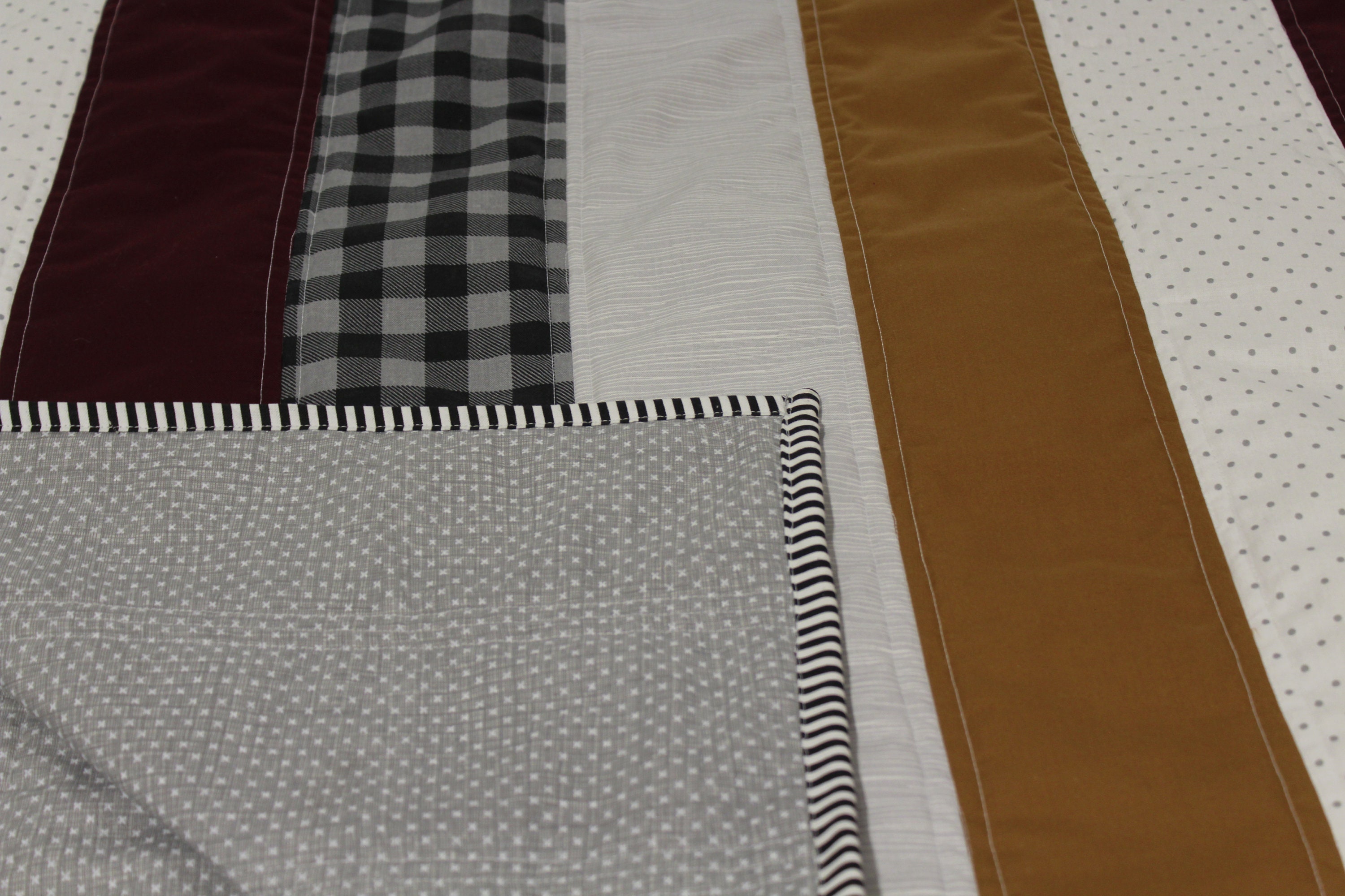 Modern Horizontal Striped Quilt for Sale - Gender Neutral - Burgundy ...