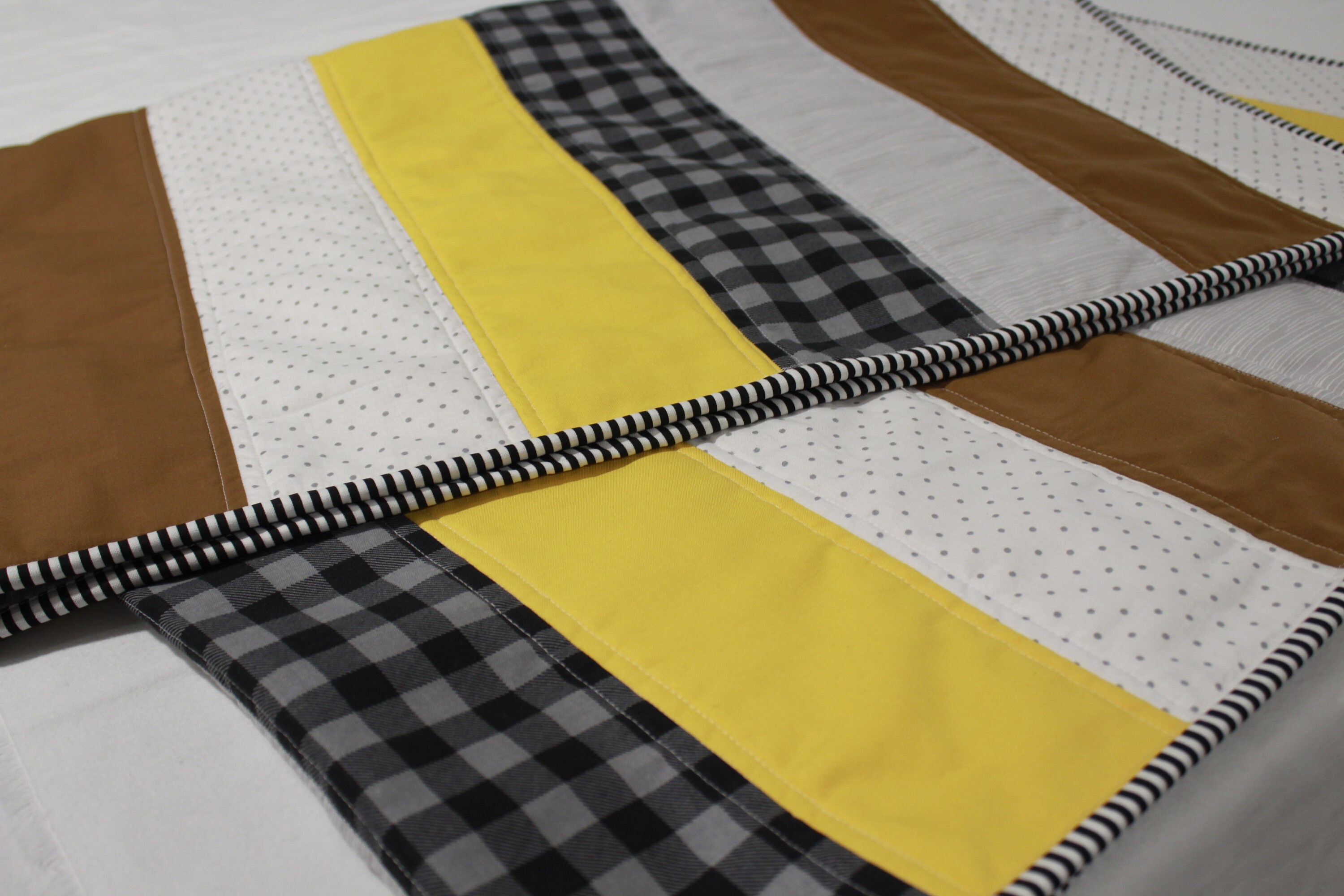 Modern Horizontal Striped Quilt for Sale - Gender Neutral - Yellow ...