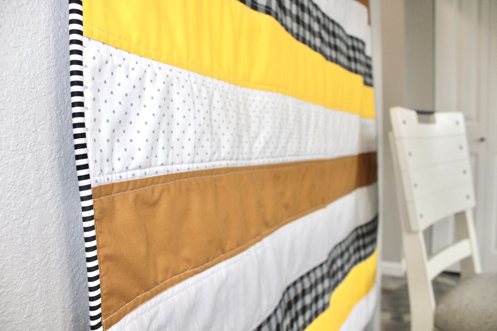 Modern Horizontal Striped Quilt for Sale - Gender Neutral - Yellow ...