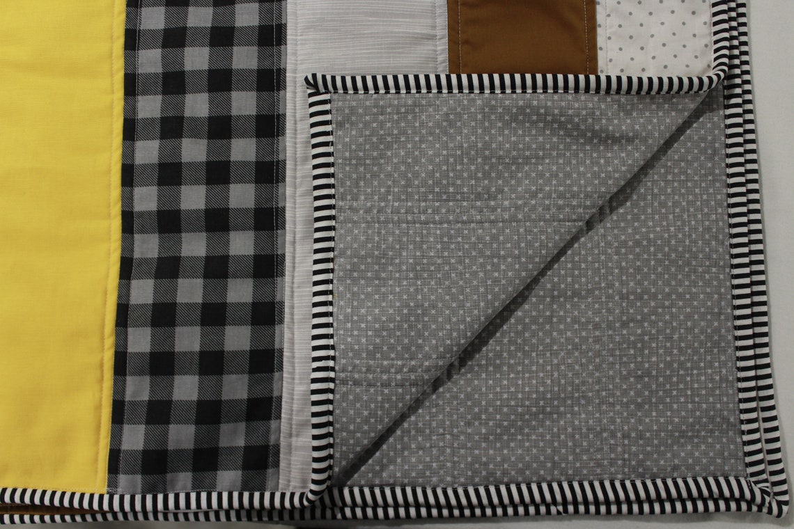 Modern Horizontal Striped Quilt for Sale - Gender Neutral - Yellow ...