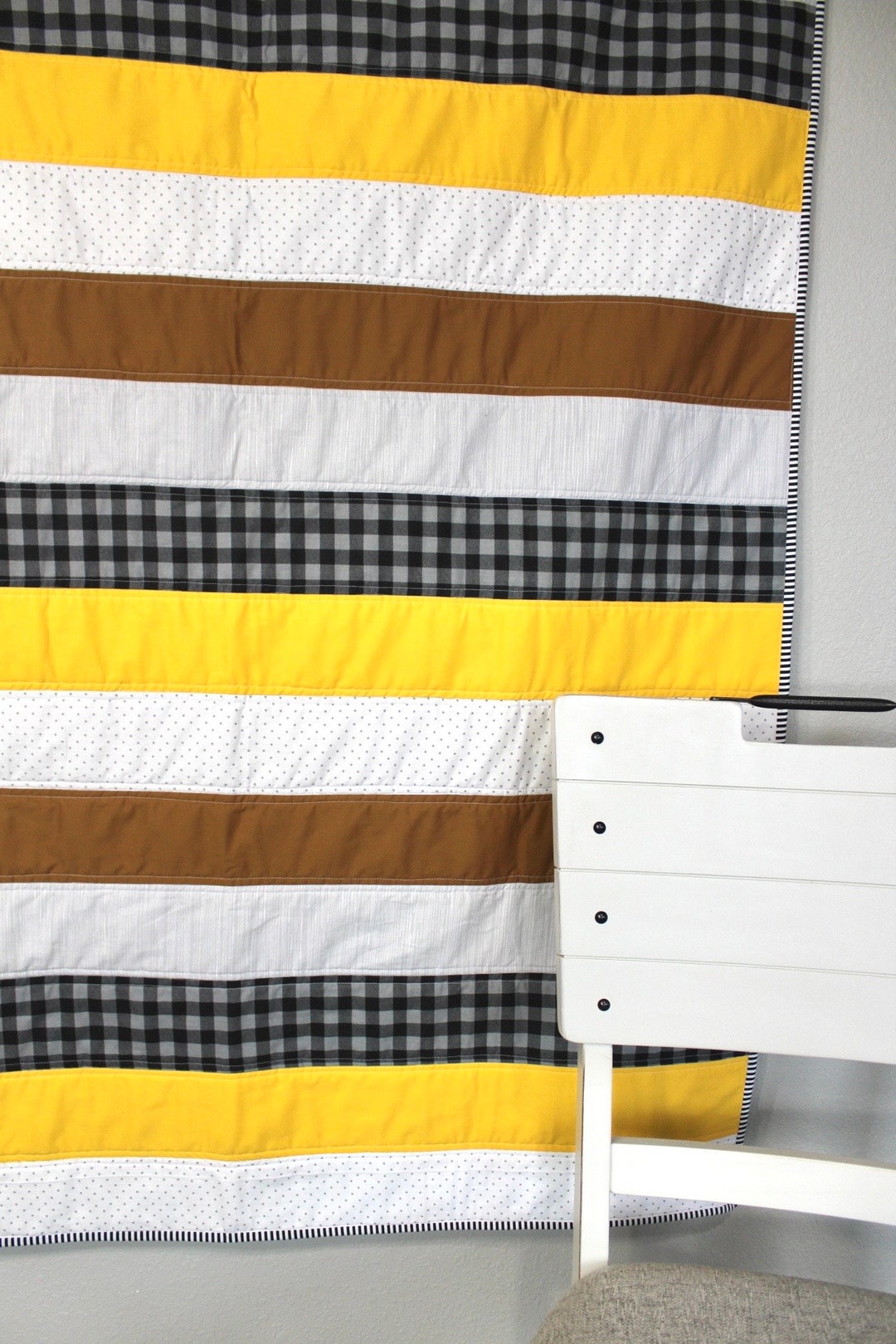 Modern Horizontal Striped Quilt for Sale - Gender Neutral - Yellow ...