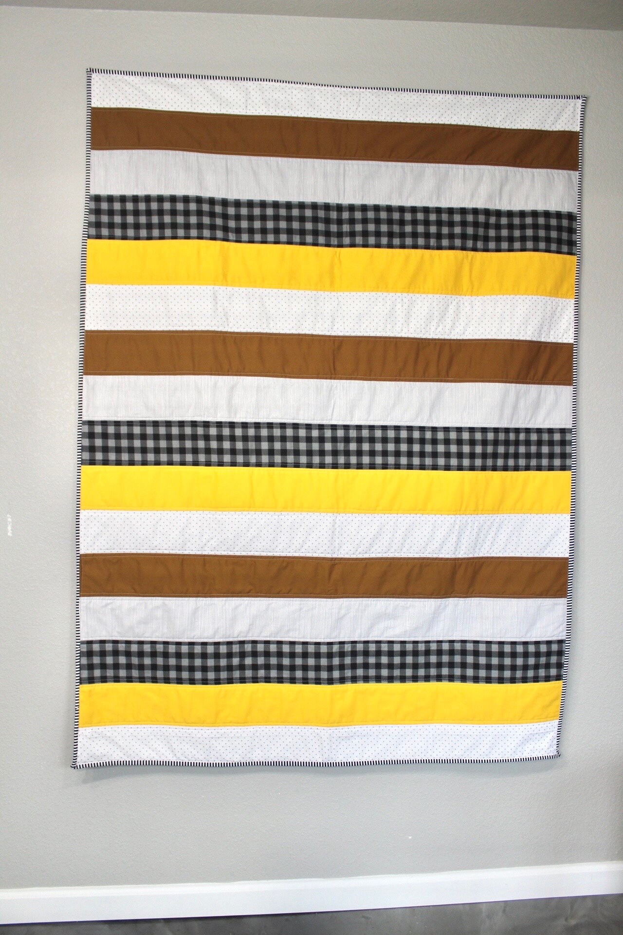Modern Horizontal Striped Quilt for Sale - Gender Neutral - Yellow ...