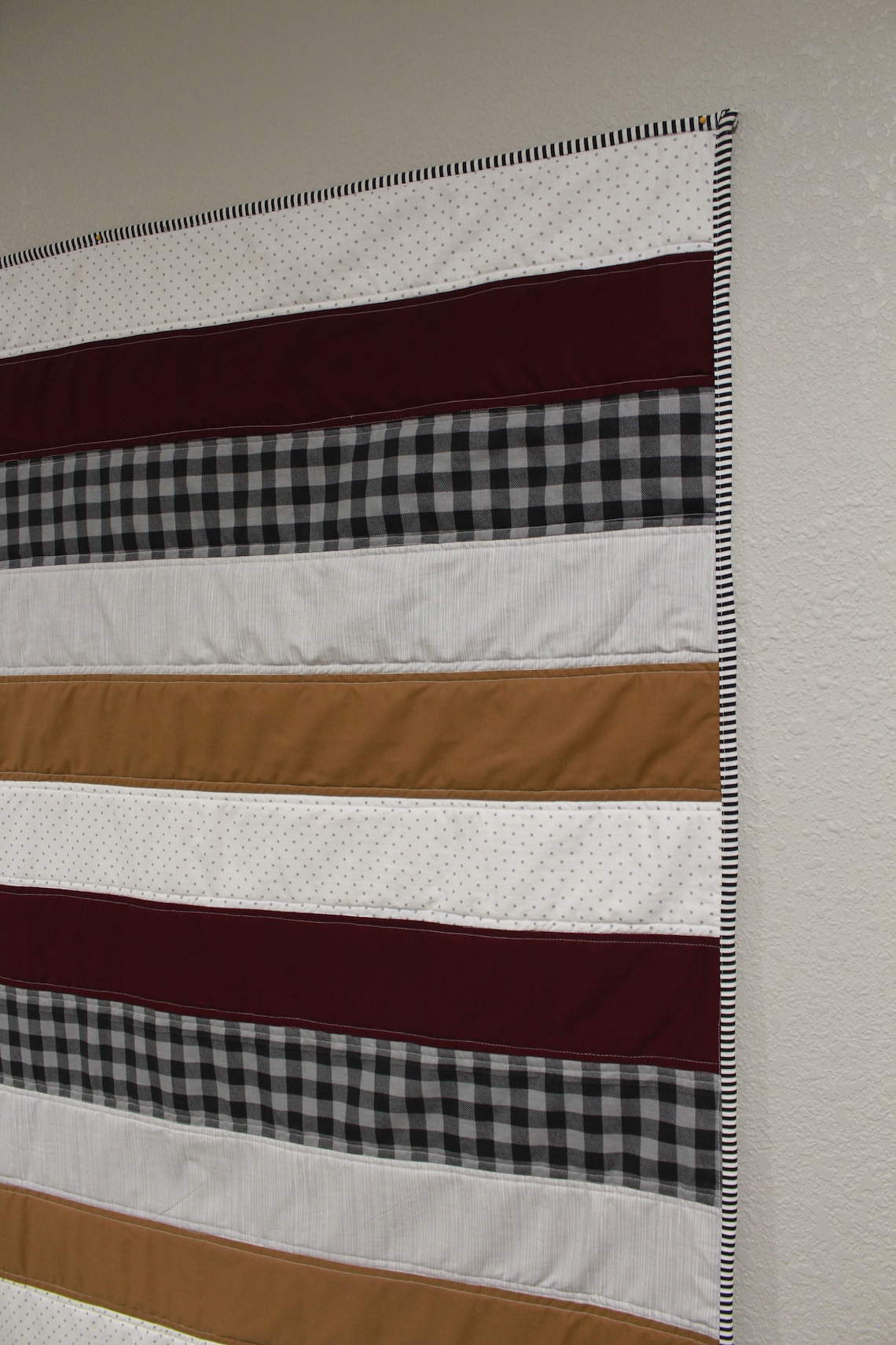 Modern Horizontal Striped Quilt for Sale - Gender Neutral - Burgundy ...