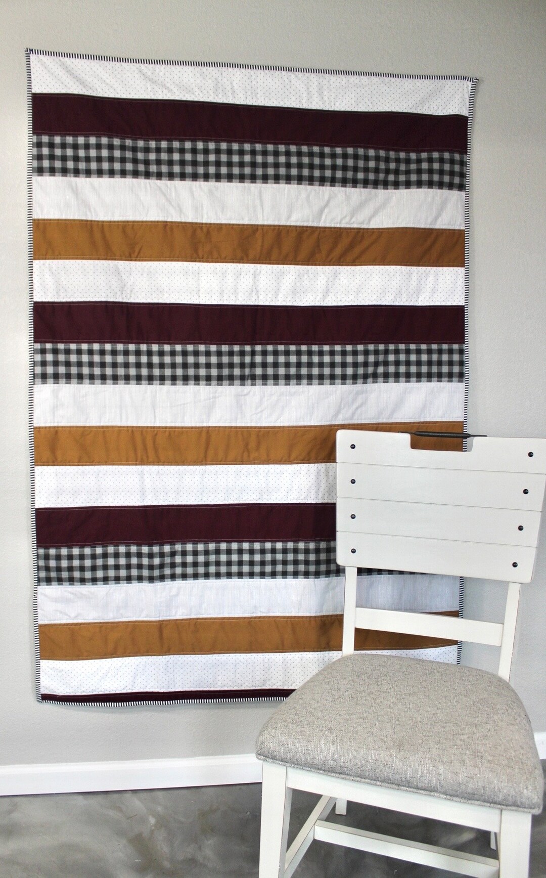 Modern Horizontal Striped Quilt for Sale - Gender Neutral - Burgundy ...