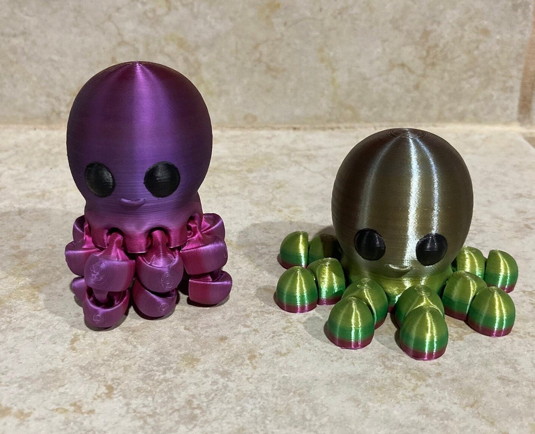 3D Printed Articulated Baby Octopus: ZOU3D Fidget Keychain Charm - Etsy