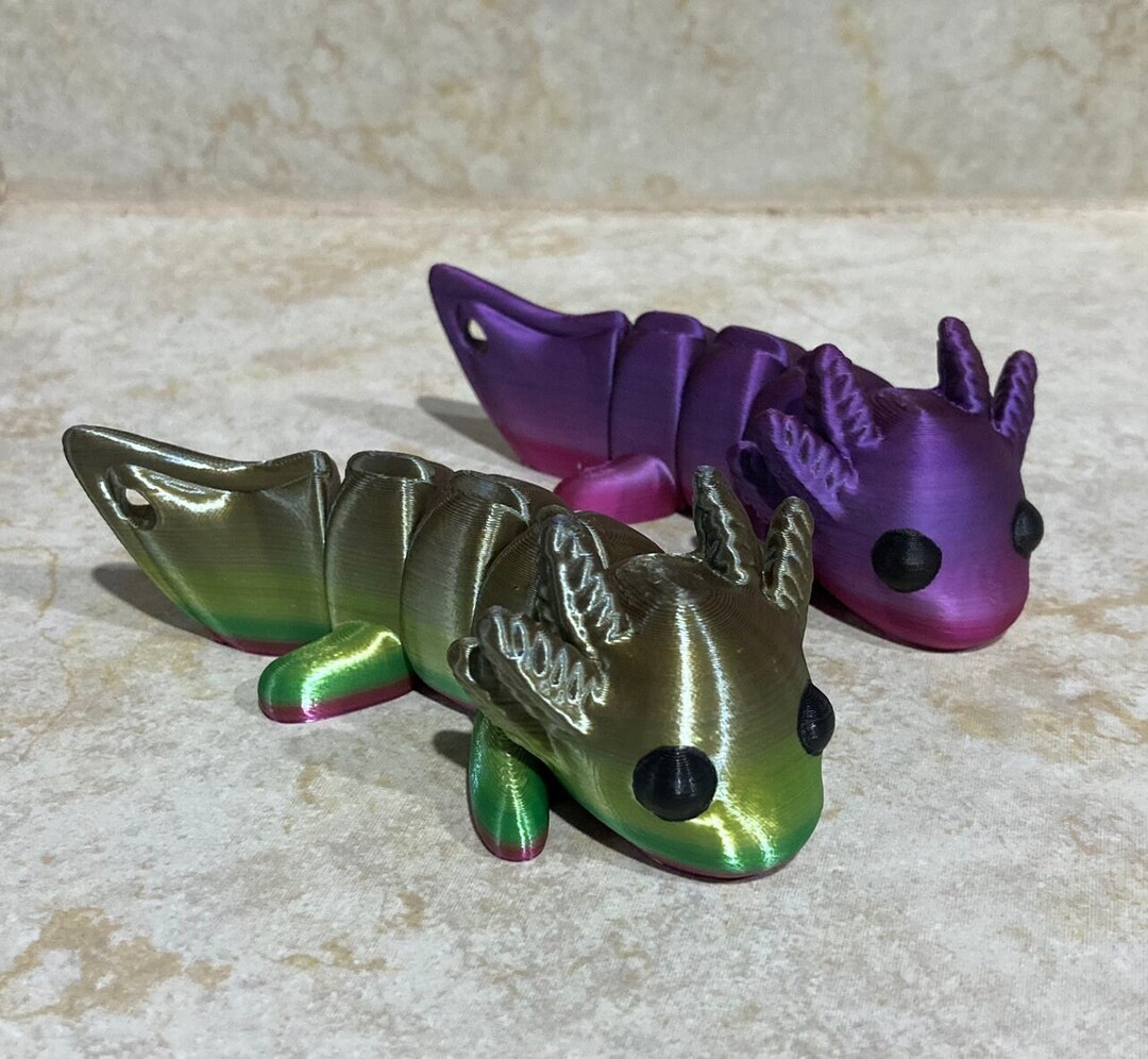 3D Printed Articulated Cute Baby Axolotl ZOU3D Fidget Party Favors Key ...