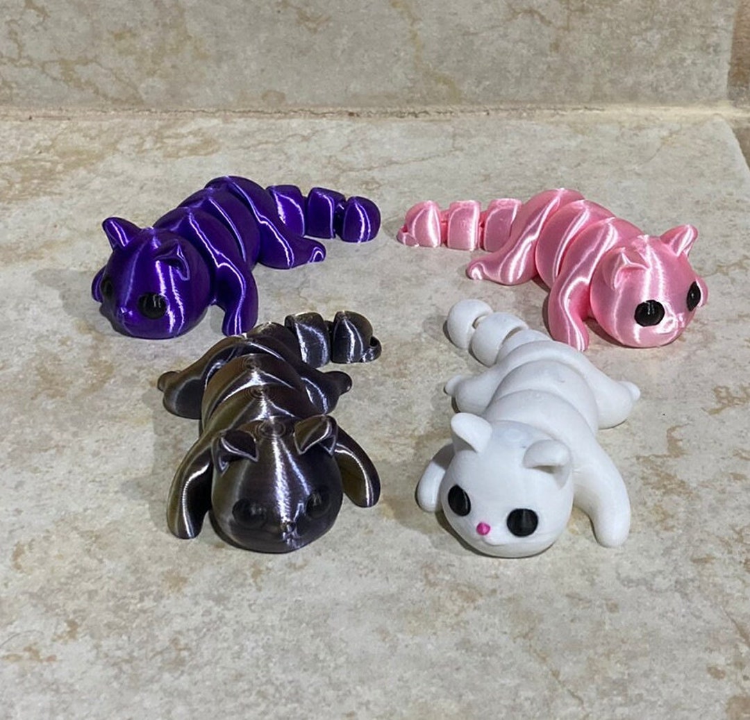 3D Printed Articulated Cute Baby Cat ZOU3D Fidget Party Favors Key ...