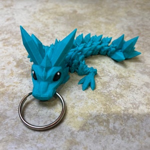 3D Printed Flexi Articulated Baby Crystal Dragon Key Chain Fidget ...
