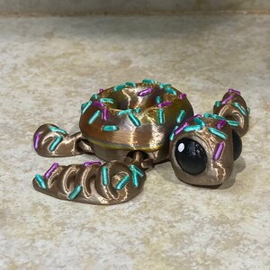 3D Printed Articulated Donut Turtle Multi-color Print Cute Colorful ...
