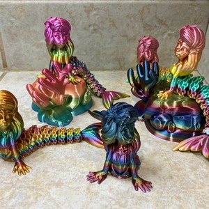 3D Printed Articulated Mermaid With Optional Rock Authorized Printverse ...