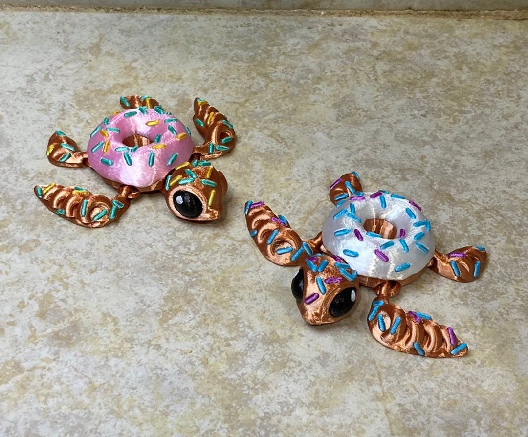 3D Printed Donut Turtle 5 Pack Articulated Multi-color Print - Etsy