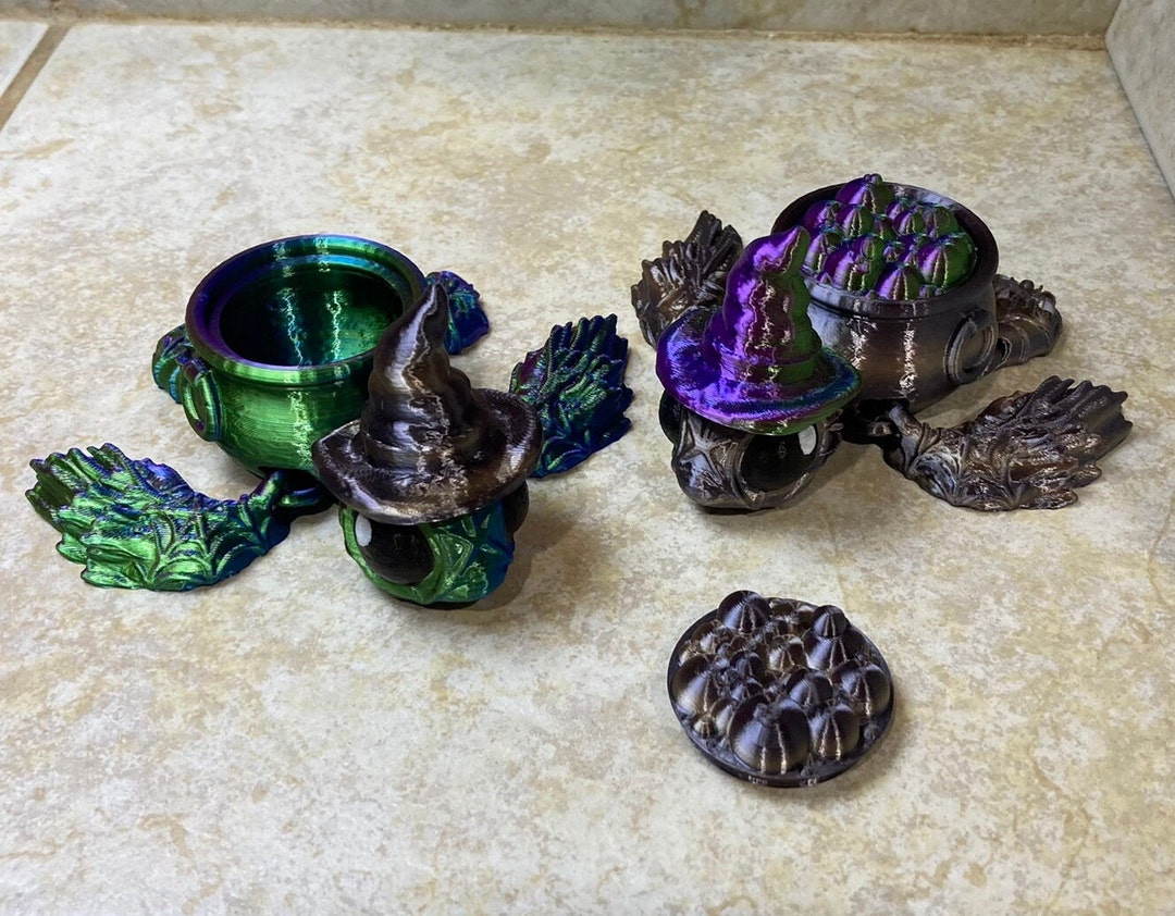 3D Printed Articulated Witch Cauldron Turtle Fidget Gift Authorized ...