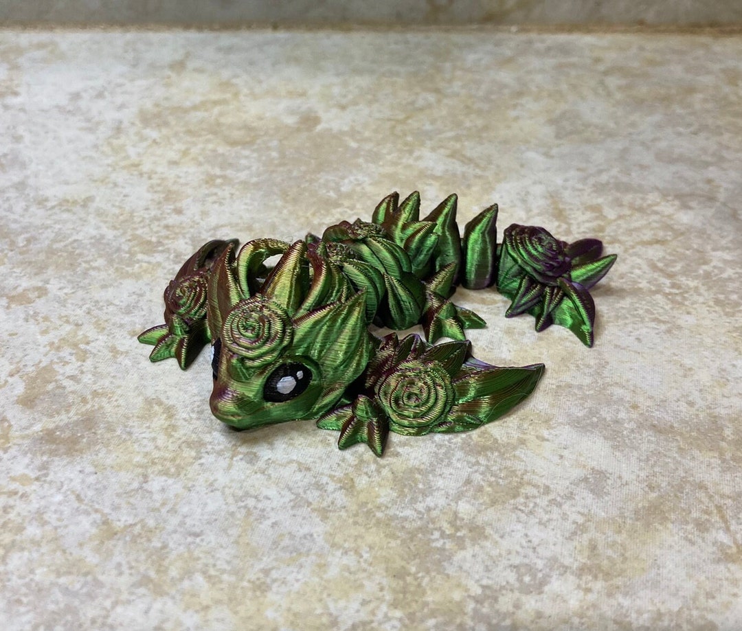 3D Printed Articulated 3 3/4" Rose Wyvern Dragon for Party Favors ...