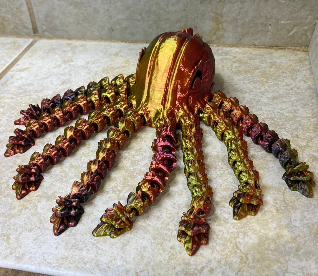 3D Printed Articulated Pumpkin Harvest Lurker Fall Halloween Octopus ...