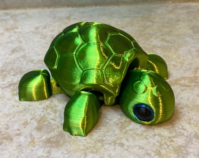 Mini Rainbow Turtle 3D Printed Cinderwing3d Articulated Fidget Toy ...