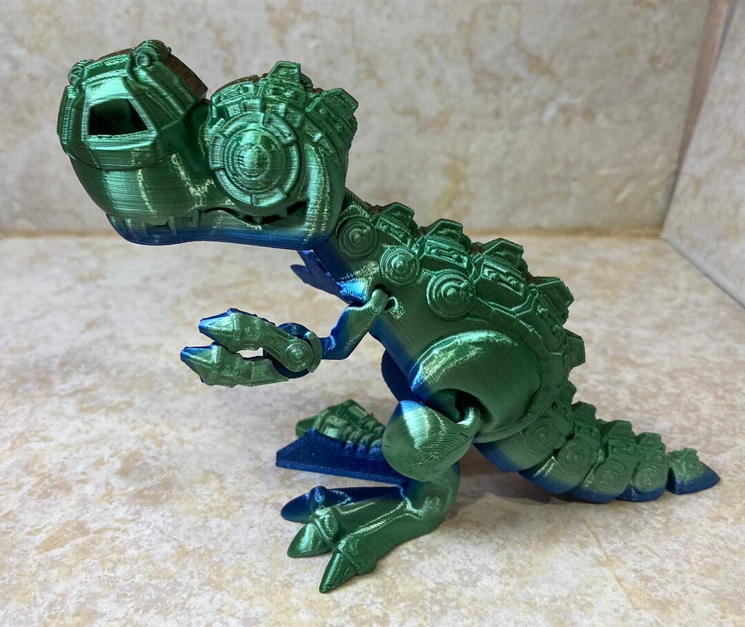 Articulated 7" Cyborg T-rex Dinosaur Fidget 3D Printed Authorized Flexi ...