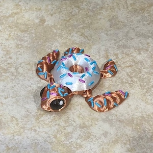 3D Printed Articulated Donut Turtle Multi-color Print Cute Colorful ...
