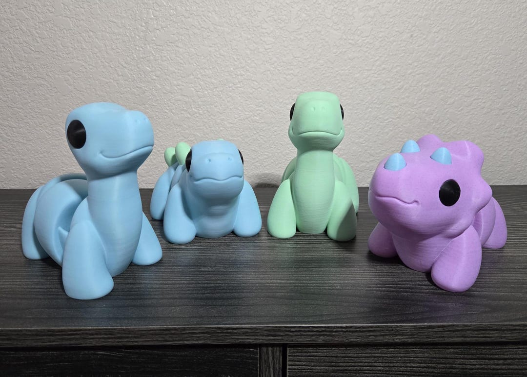 3D Printed Large Chunky Dinosaur Cute Brontosaurus Triceratops ...