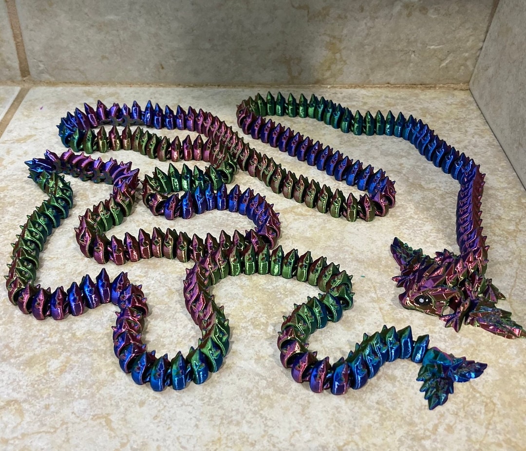 3D Printed Articulated 64" Long Crystal Dragon Super Long Authorized ...
