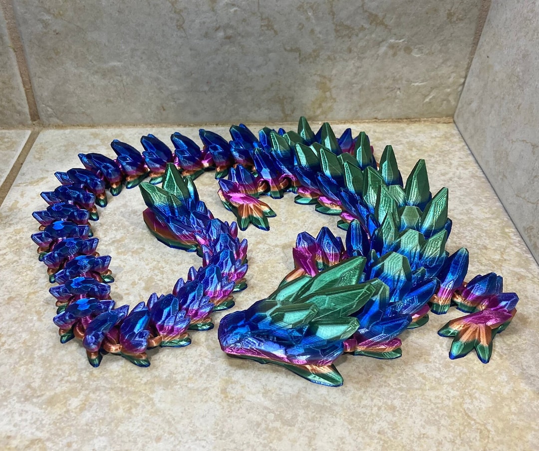 Rainbow Crystal Gemstone Dragon Fidget 3D Printed Articulated ...