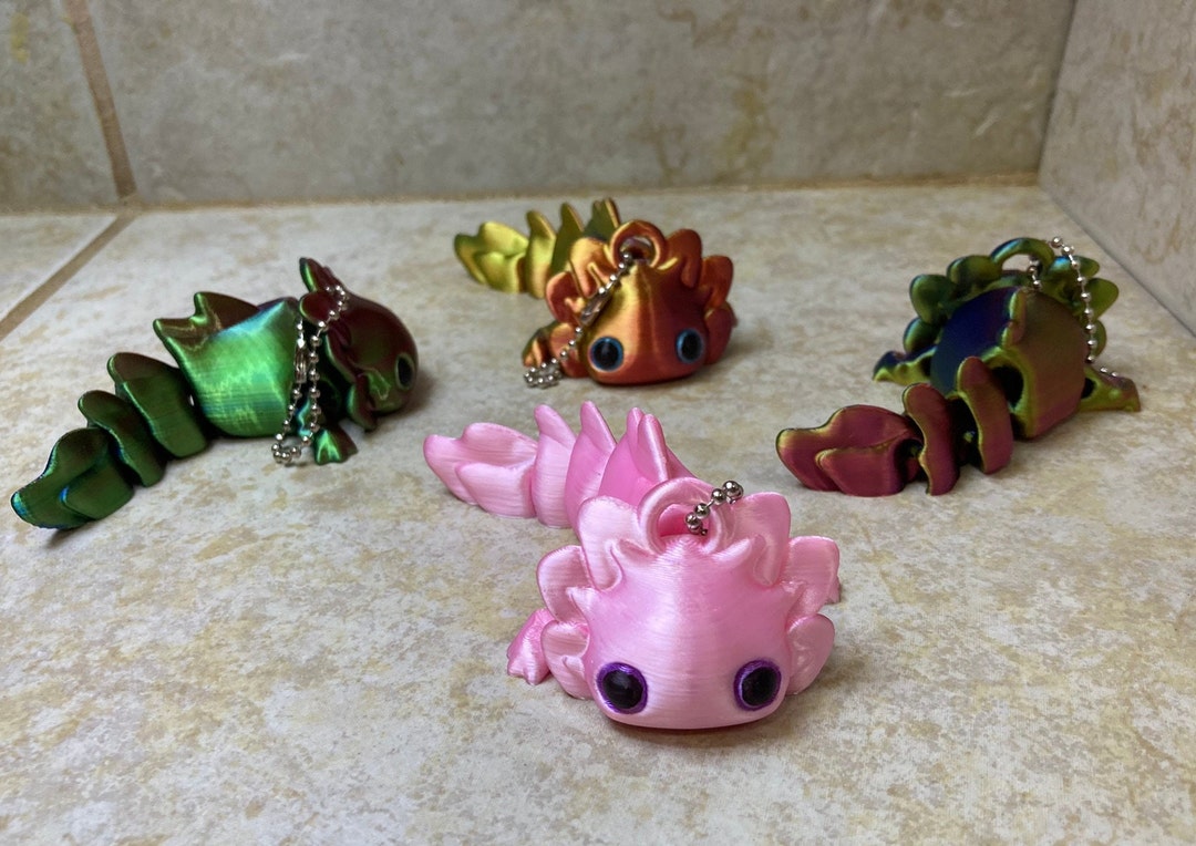 3D Printed Articulated Baby Axolotl Key Chain: Fidget Toy - Etsy