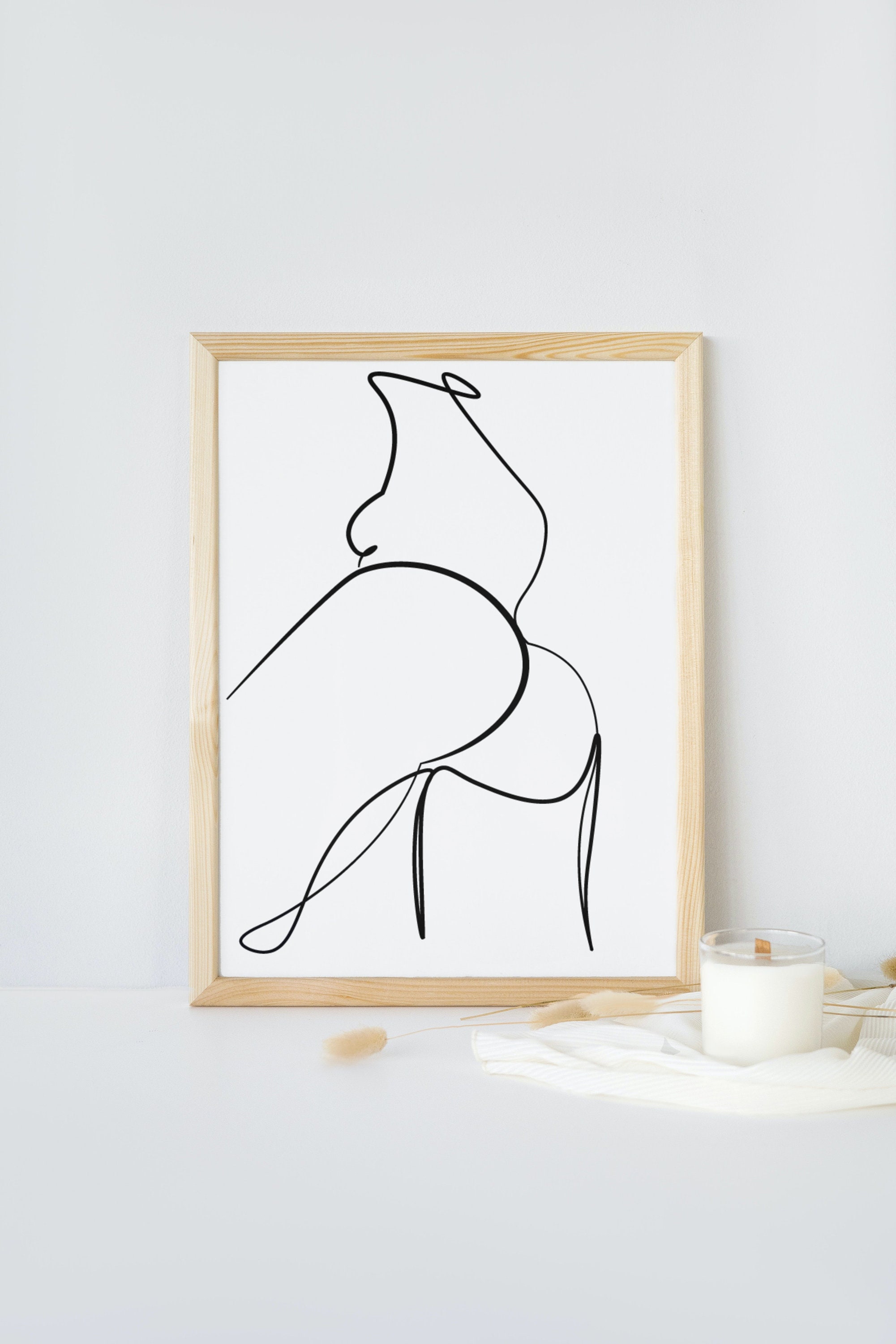 Woman Line Art Print, Female Figure Line Art Set, Naked Woman Wall Art ...