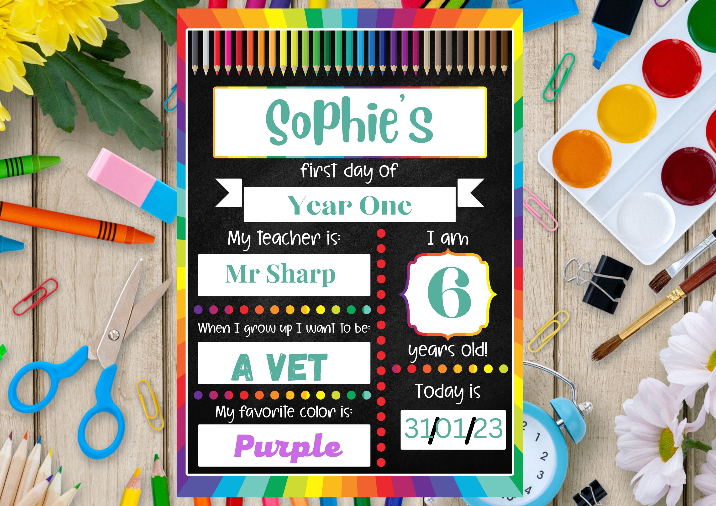Editable First Day of School Sign | Back to School Sign | Digital ...