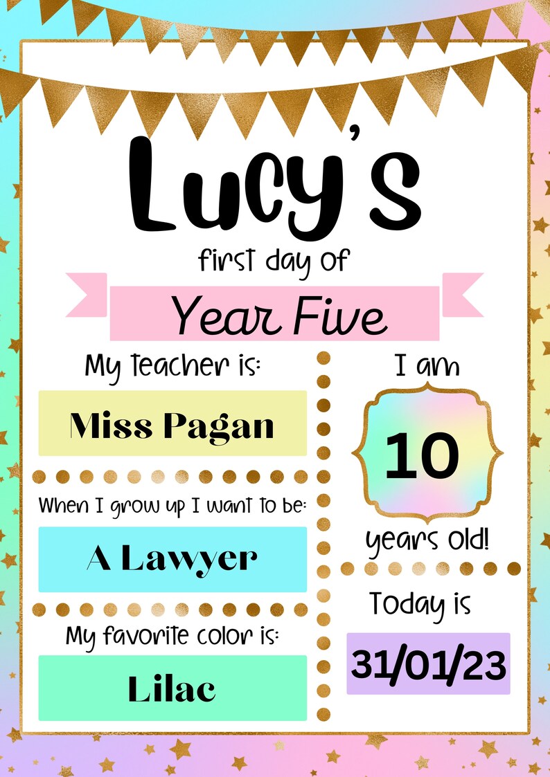 Custom First Day of School Sign | Back to School Poster (digital ...