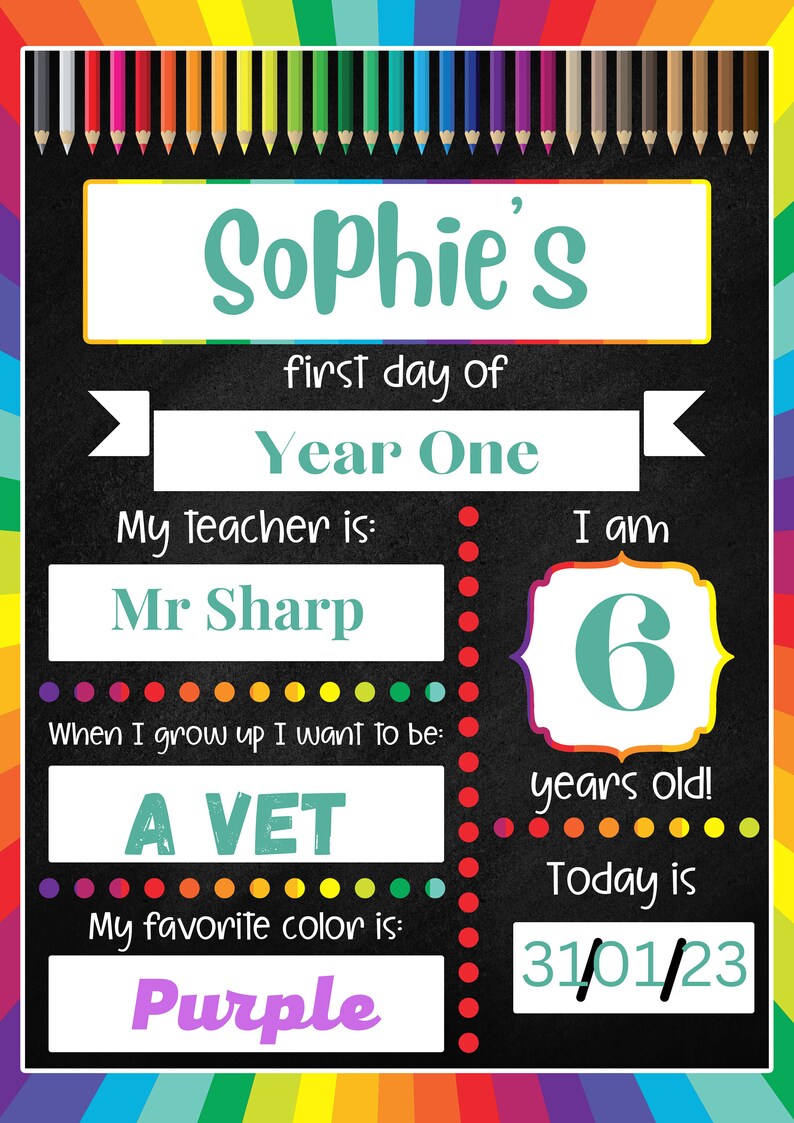Editable First Day of School Sign | Back to School Sign | Digital ...