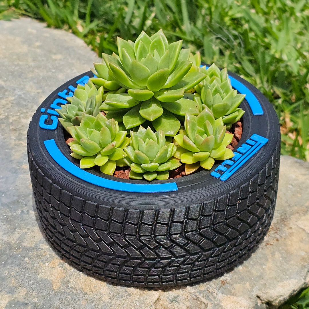 Formula 1 Wet Tyre Planter or Storage Organiser 3D Printed F1 Succulent ...