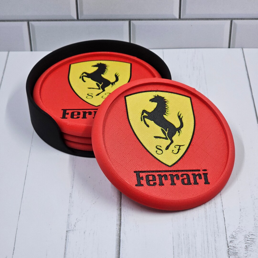 Ferrari Coaster Set With Carbon Fiber Reinforced Holder Set of 4 3D ...