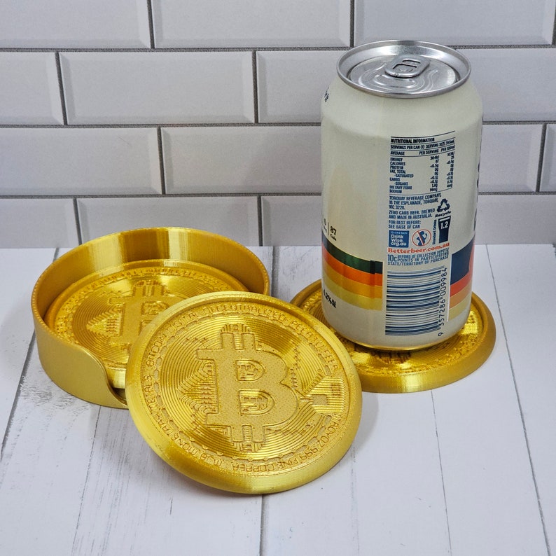 Bitcoin BTC Coaster Set 4 Coasters & Holder Great Crypto - Etsy