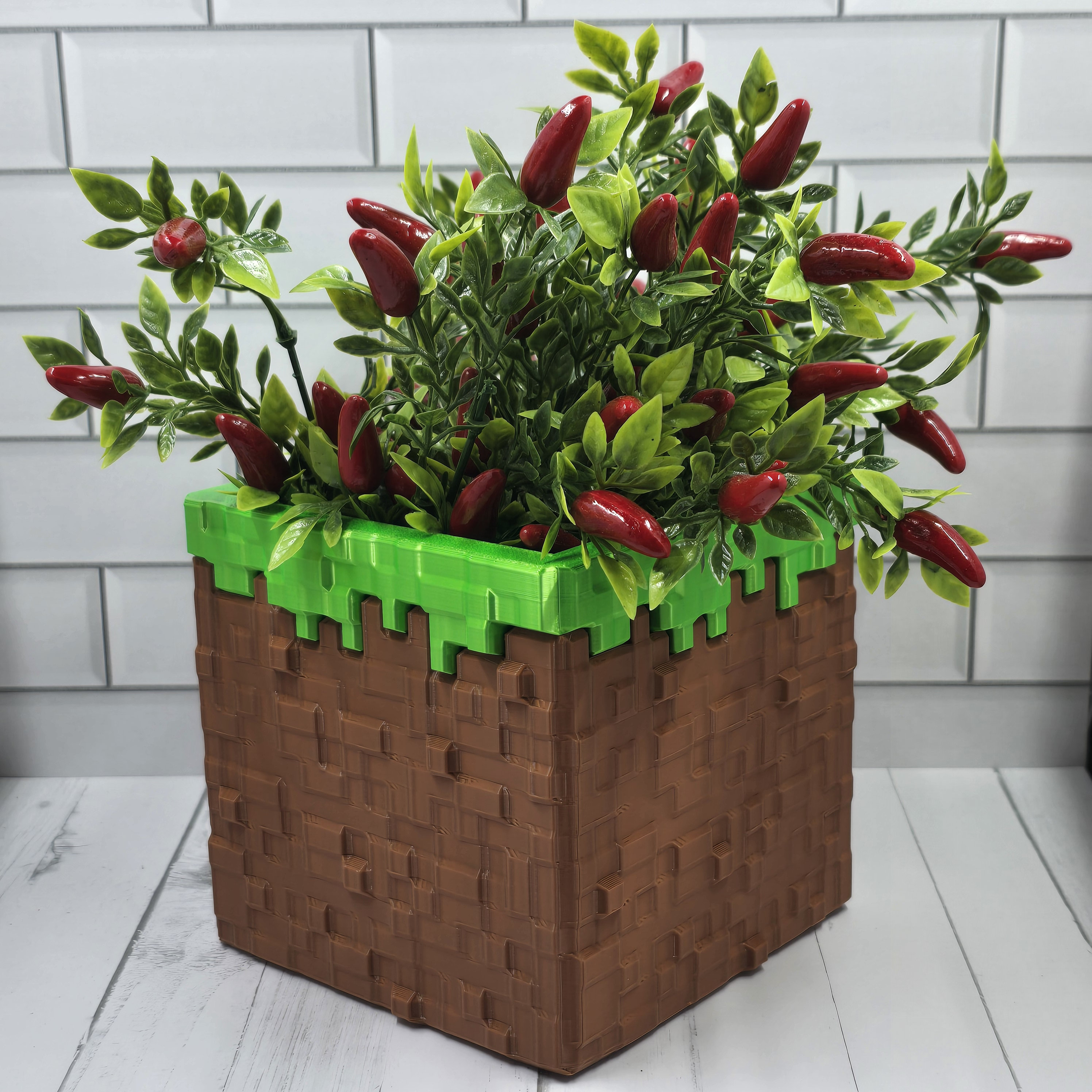 Minecraft Grass Block Planter and Desk Organizer, Minecraft Pen Pencil ...