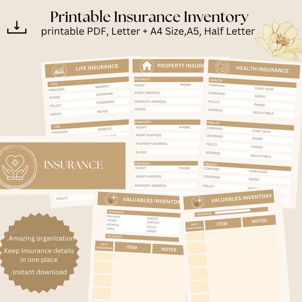 Insurance Tracking Spreadsheet - Etsy