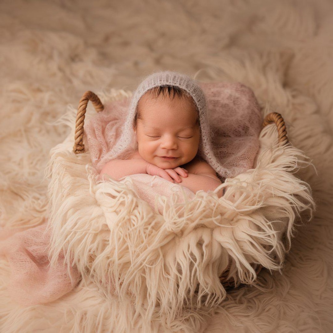 Realistic Newborn Baby Backdrops - Pink Wool Baby Photoshoot Backdrop ...