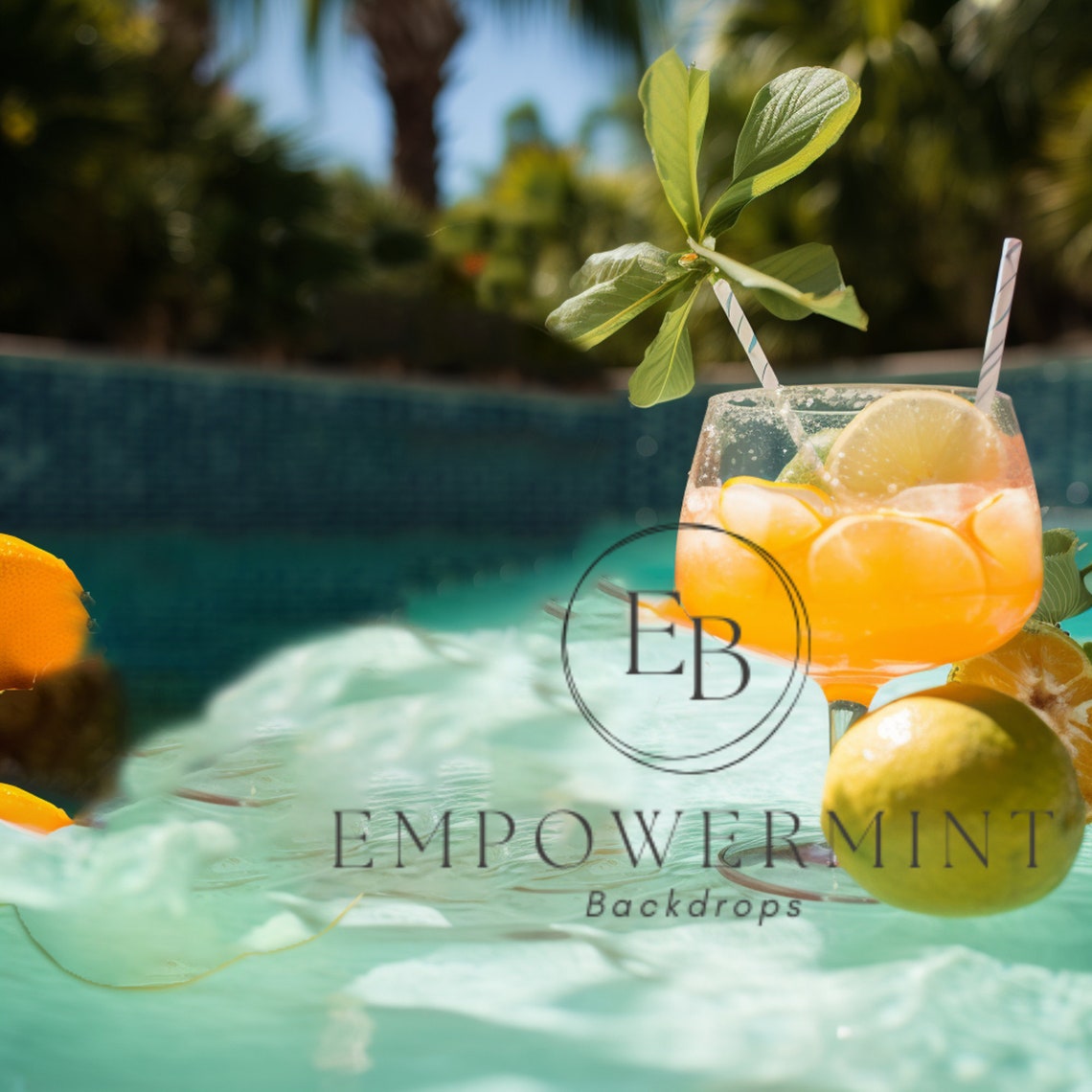 Newborn Digital Backdrop Beautiful Swimming Pool Baby Cocktail Summer ...