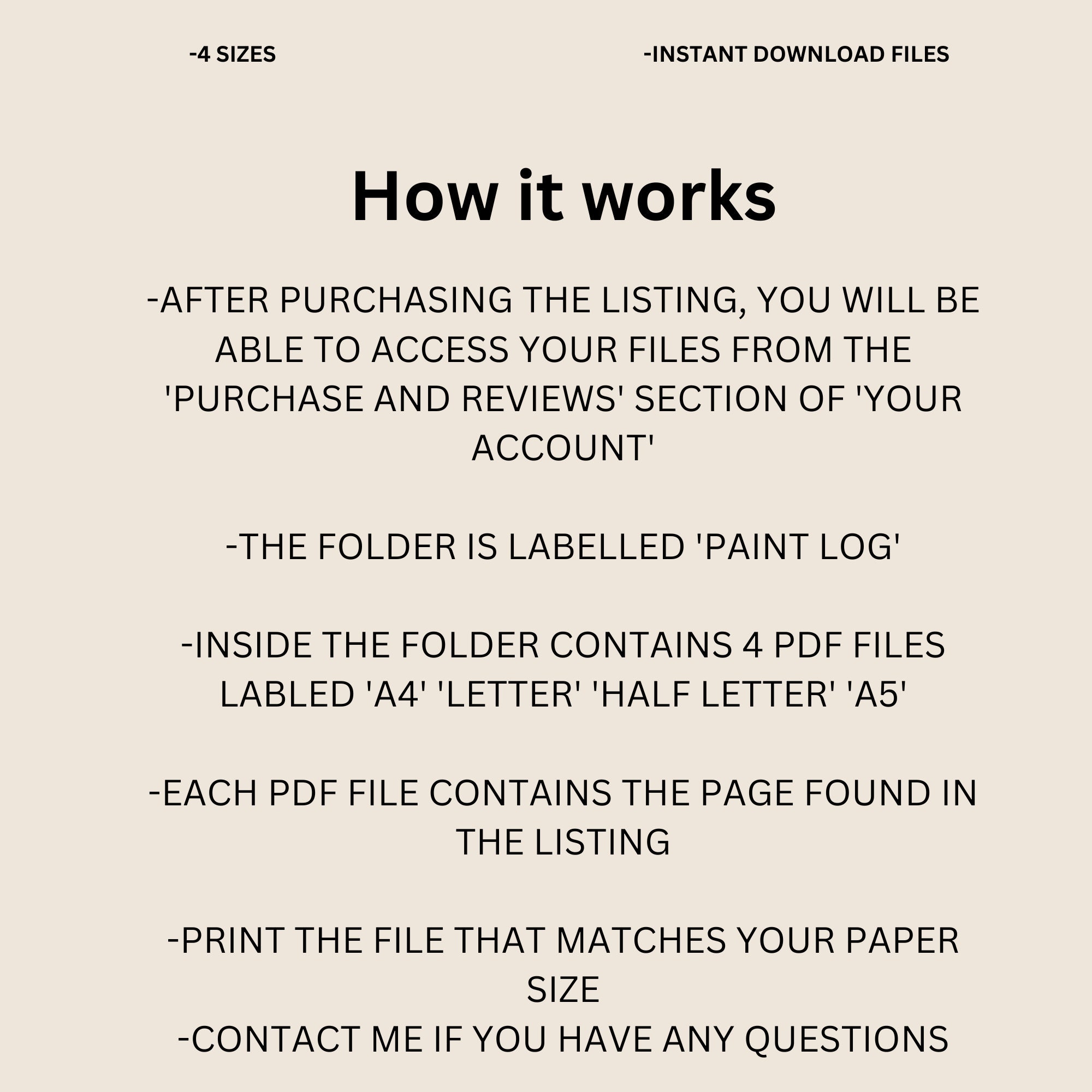 Paint Color Log - Household Paint Colour Tracker - Home Organizer ...