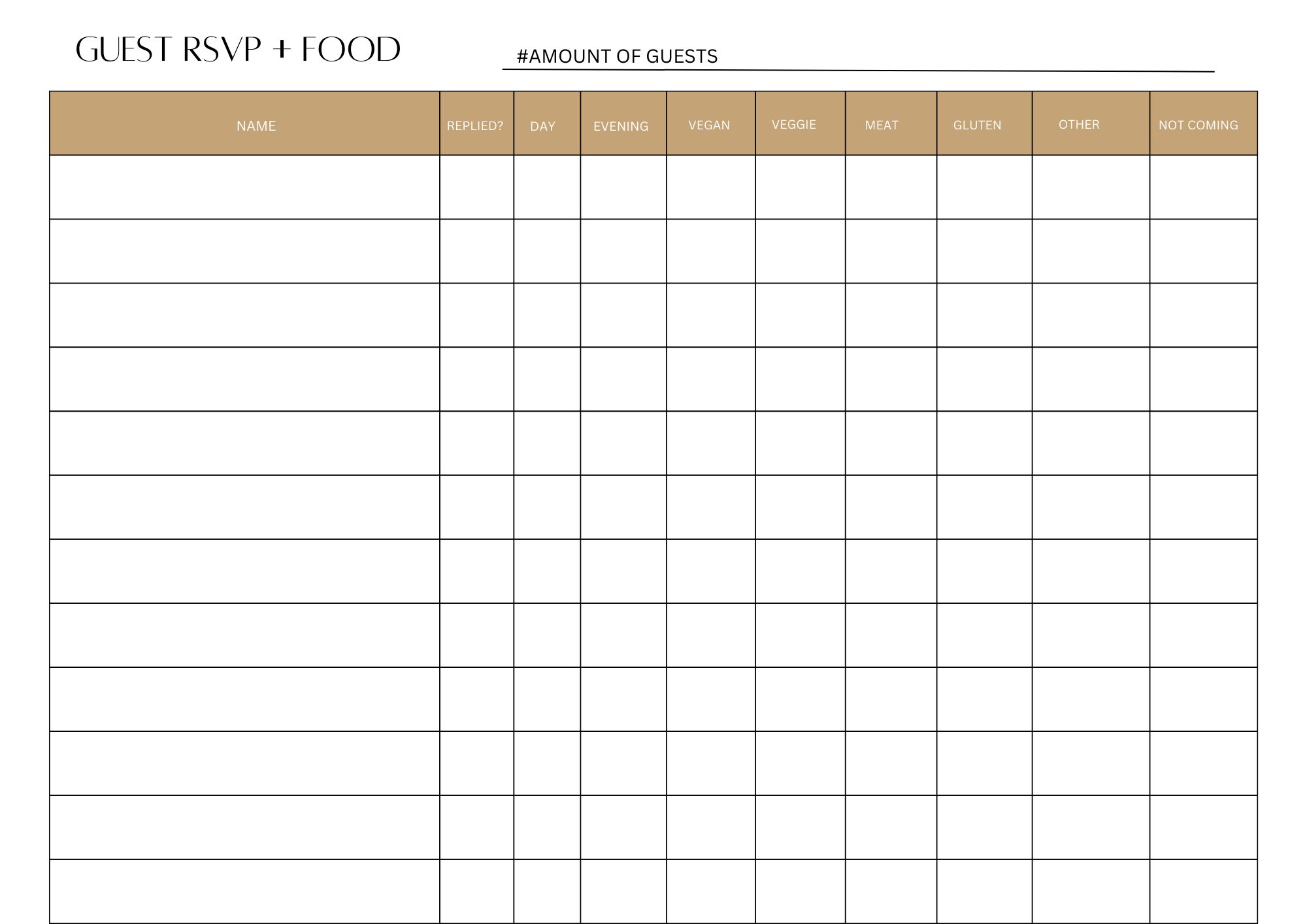 Guest List Template, Editable Guest List Tracker With RSVP, Party ...