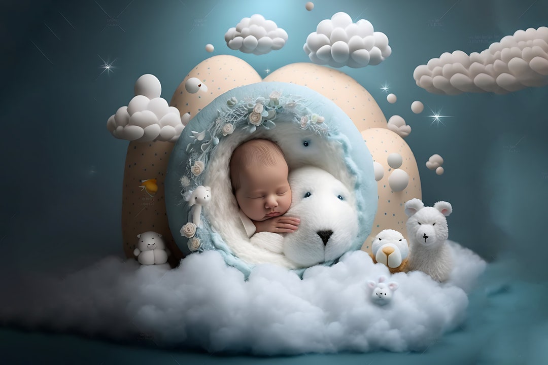 White Bear Baby Backdrop, Newborn Accessories, Digital Photography for ...