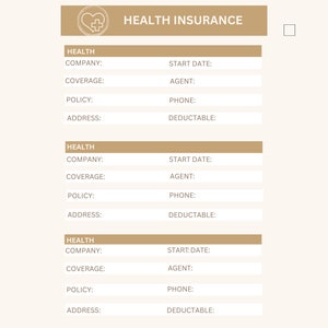 Insurance Tracker Printable, Insurance Tracking Template, Insurance ...