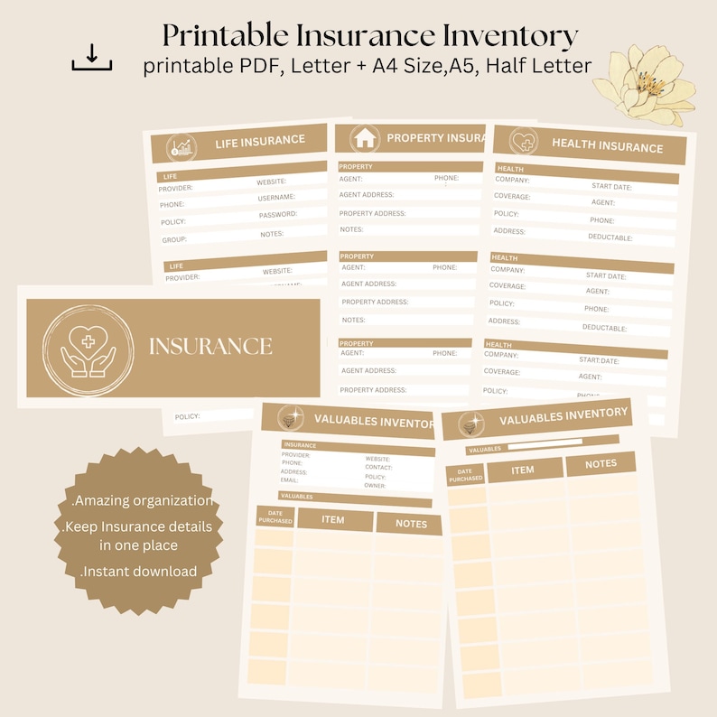 Insurance Tracker Printable, Insurance Tracking Template, Insurance ...