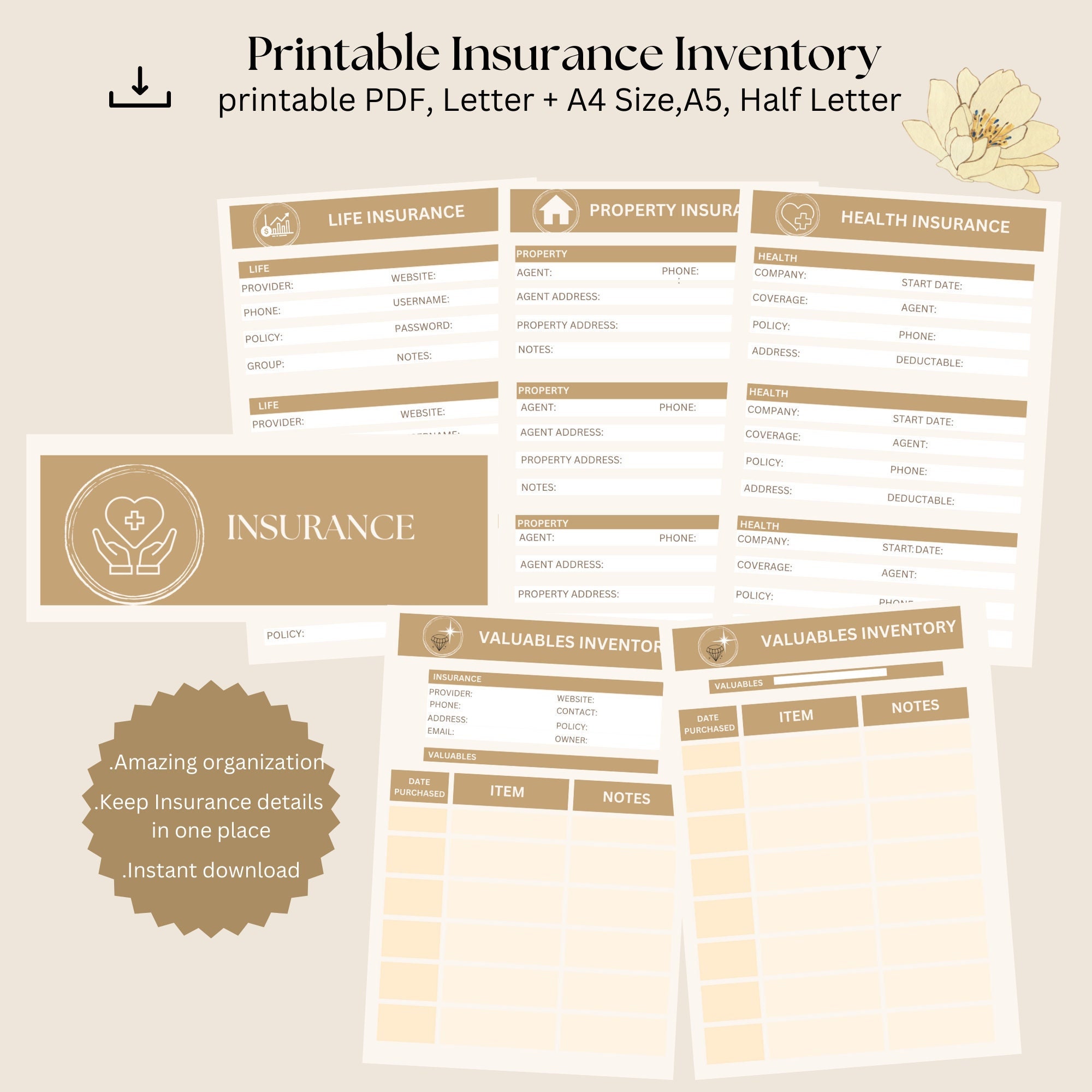 Insurance Tracker Printable, Insurance Tracking Template, Insurance ...