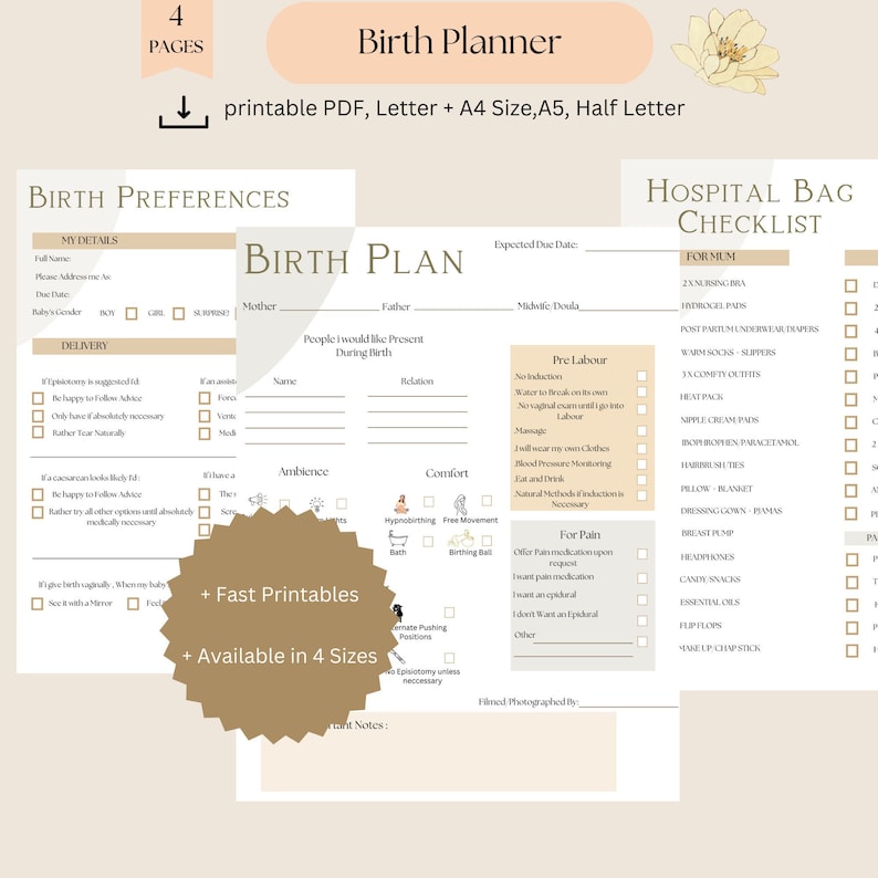 Birth Plan Template Printable Birth Preferences Birthing Plan