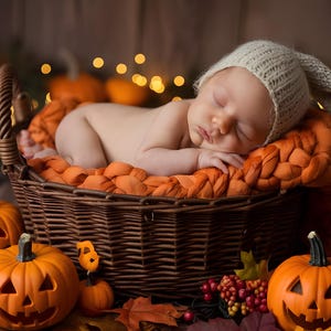 Halloween Basket Baby Backdrop - Newborn Digital Backdrop/background ...