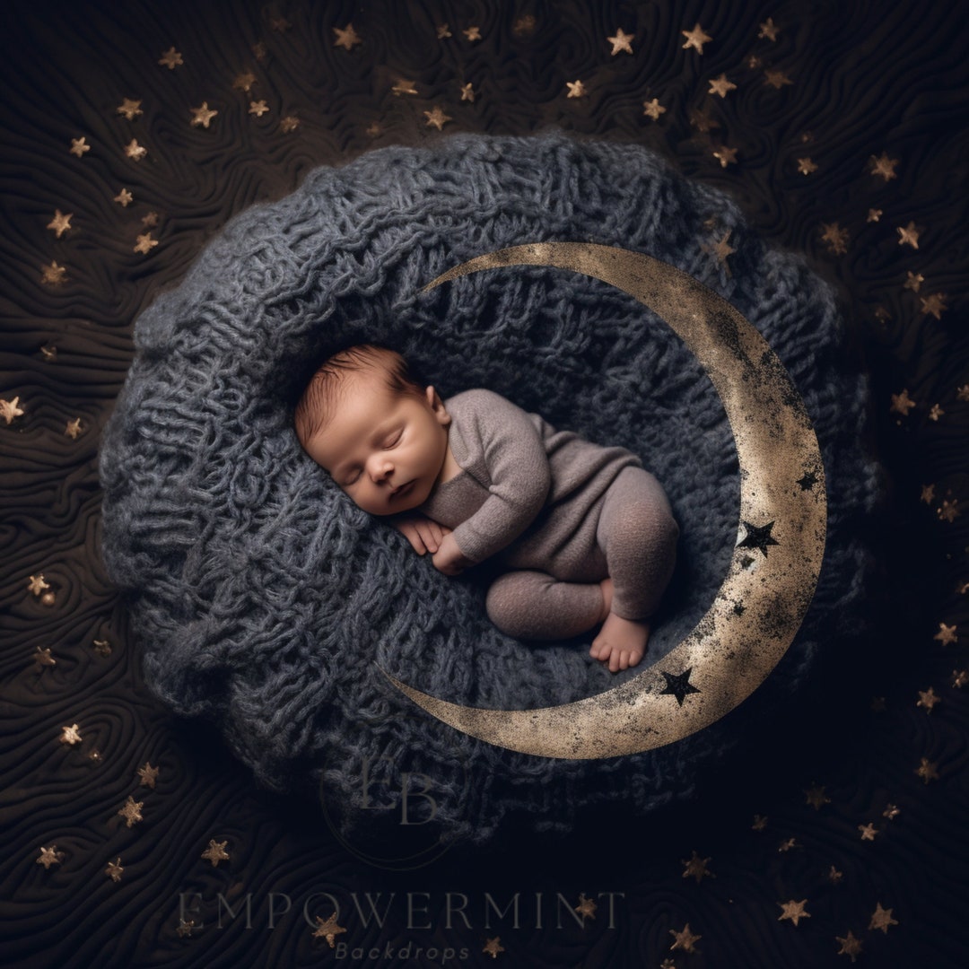Boy Moon Newborn Backdrop Photo Digital Print Download Instant Boho ...