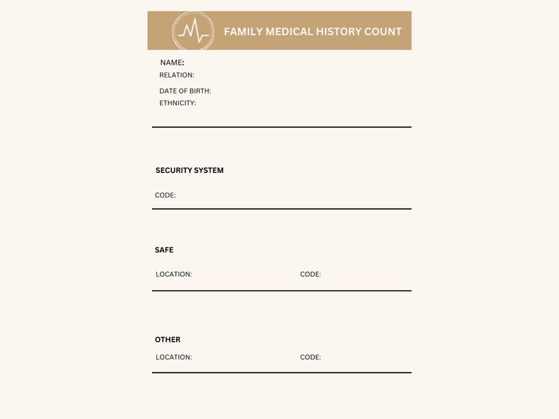 PERSONAL INFO Health History, Family Information,pet Records, Physician ...